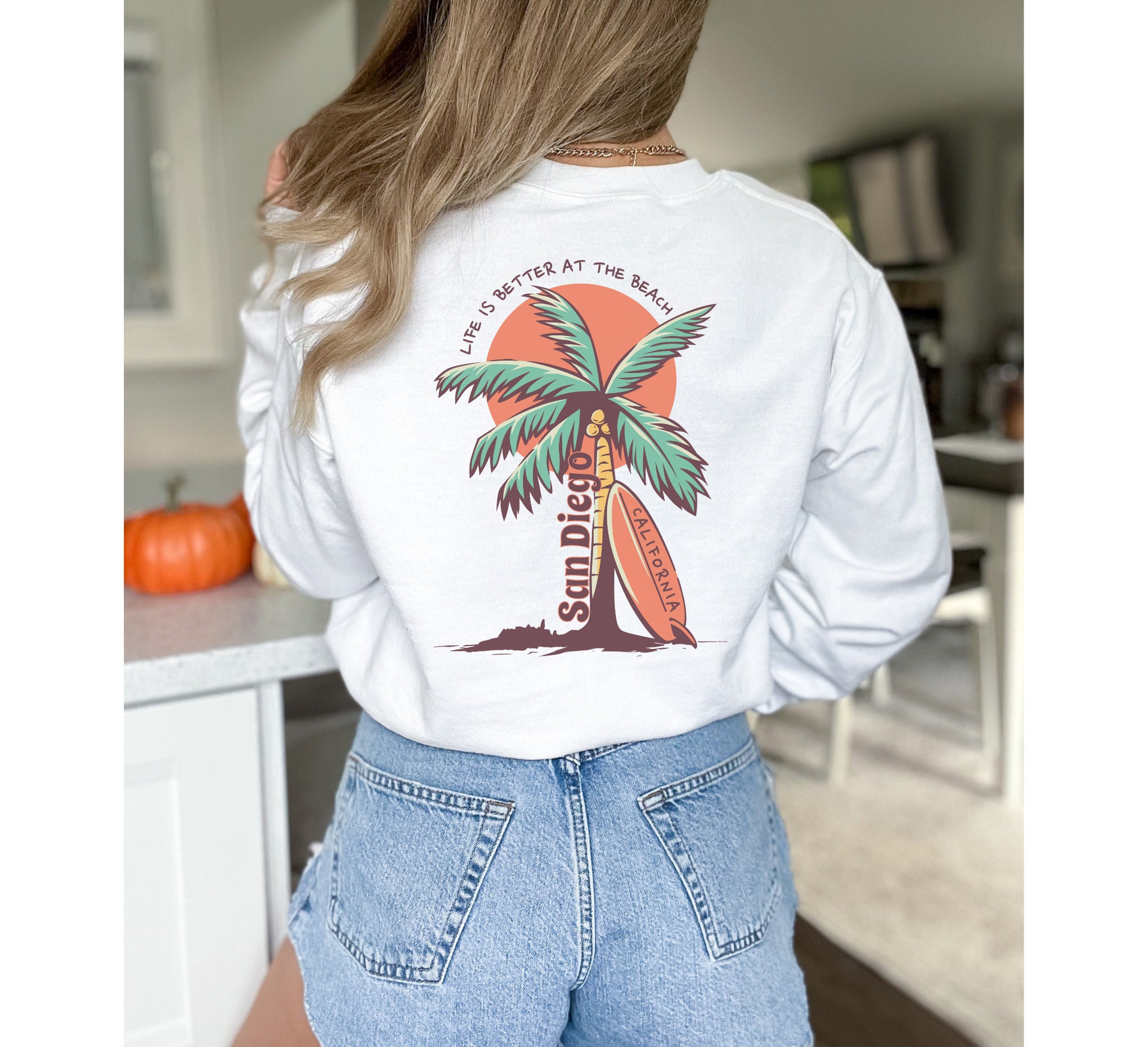 San Diego California Beach Life Sweatshirt, San Diego Sweatshirt, Beach ...