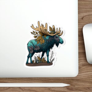 Whimsical Moose Sticker, Fun Moose, Cute Moose, Laptop Sticker, Water ...