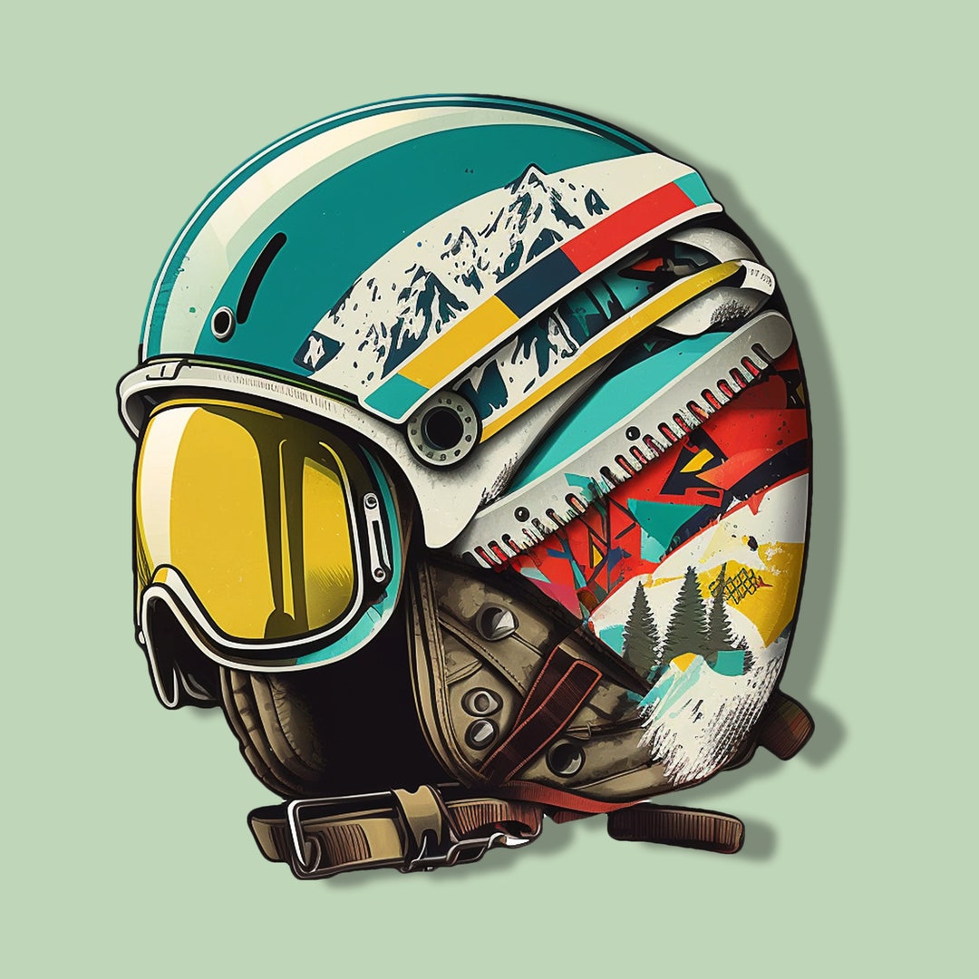Vintage Ski Helmet Sticker - Show Your Love for Retro Winter Sports ...