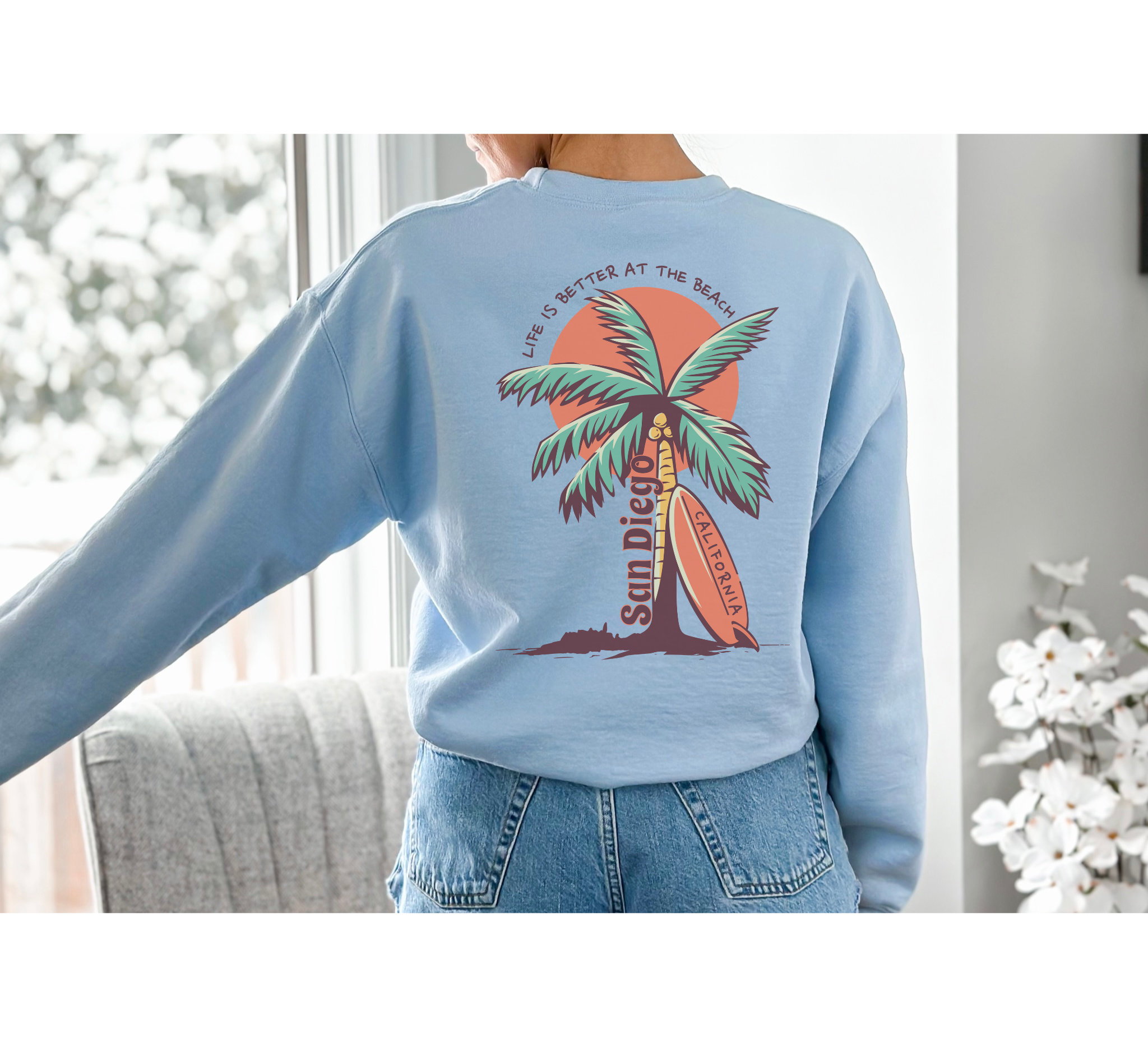 San Diego California Beach Life Sweatshirt, San Diego Sweatshirt, Beach ...