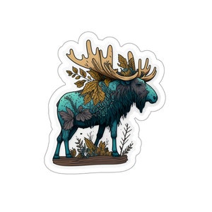 Whimsical Moose Sticker, Fun Moose, Cute Moose, Laptop Sticker, Water ...