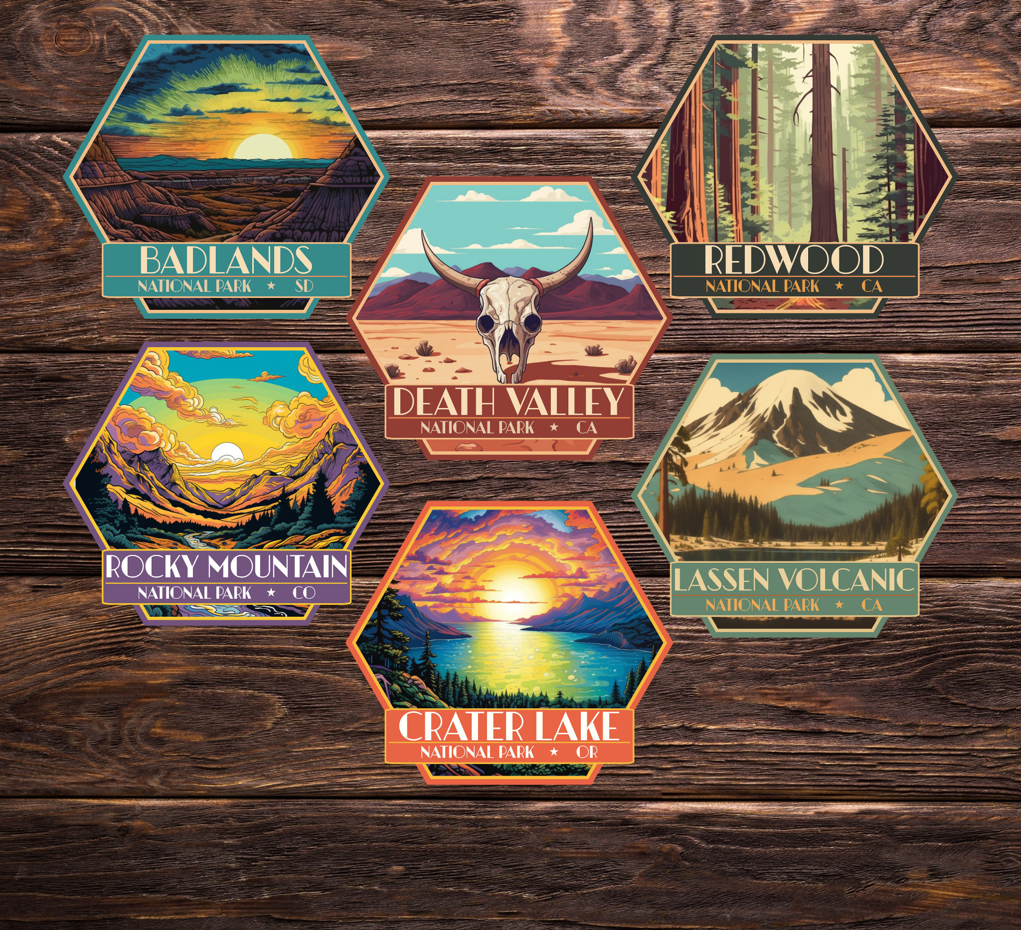 National Park Hexagon Sticker Collection Fun Design for Any Surface ...