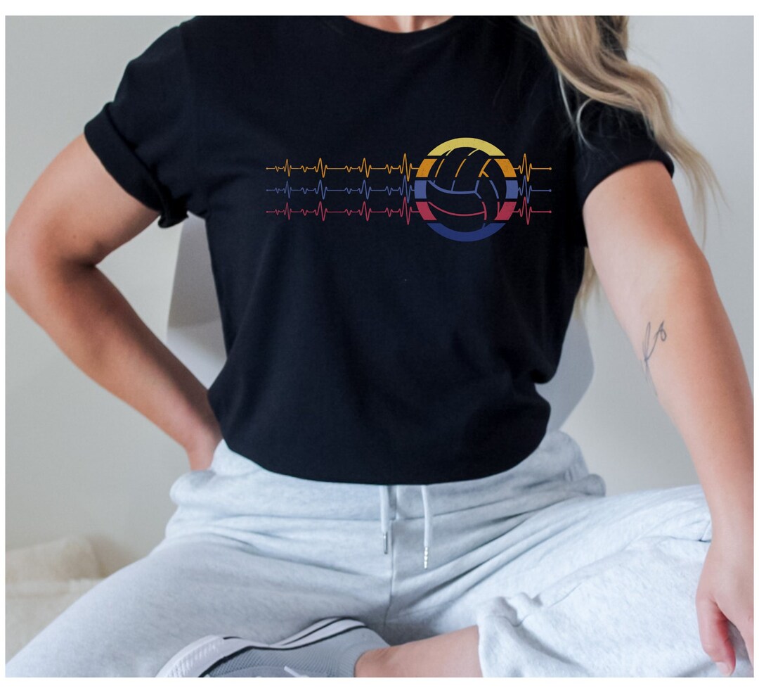 ECG Sunset Volleyball Shirt With Multiple EKG, ECG Heartbeat Lines ...