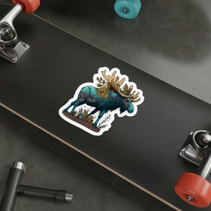 Whimsical Moose Sticker, Fun Moose, Cute Moose, Laptop Sticker, Water ...