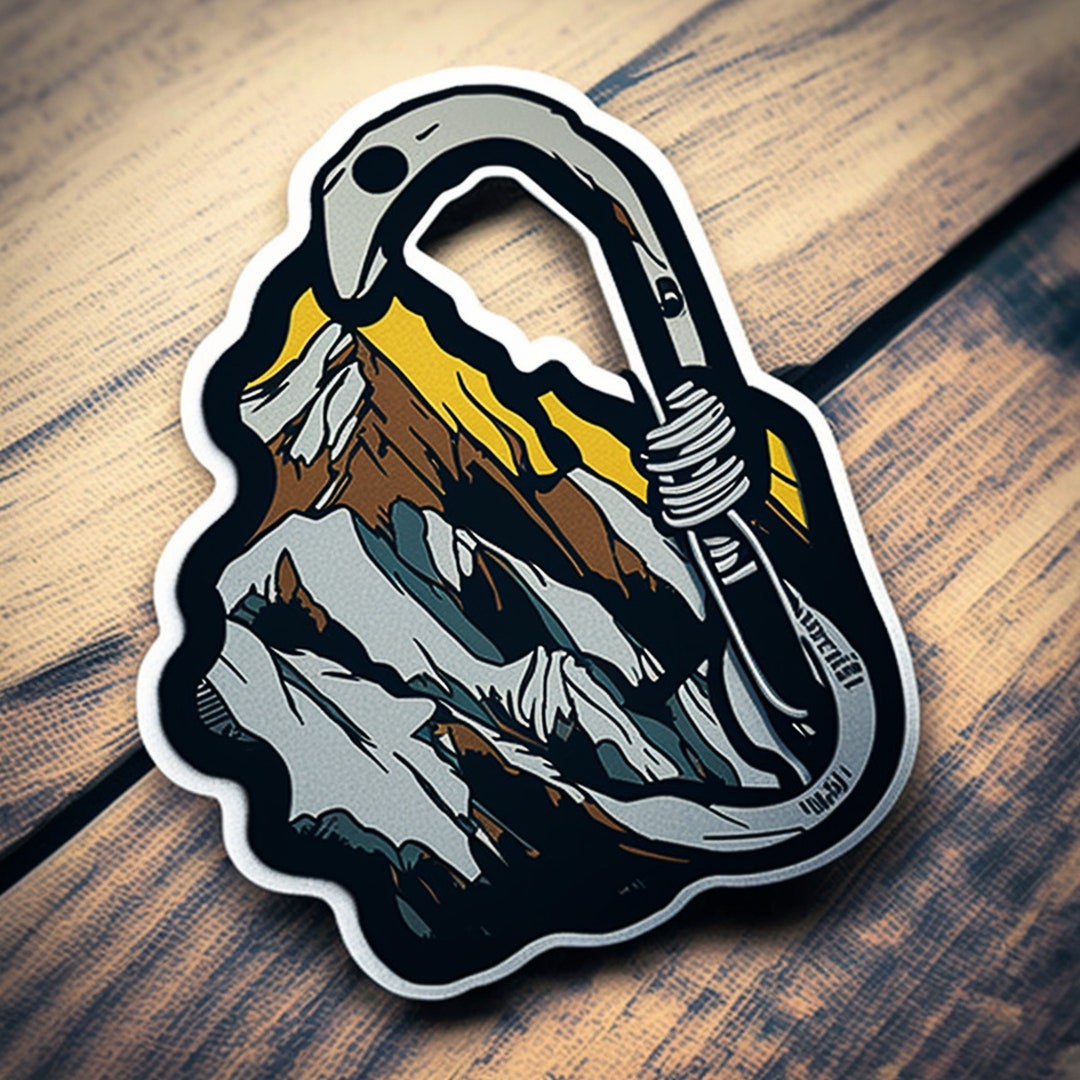 Mountain Bound Carabiner Sticker, Mountain Sticker, Mountain Climber ...
