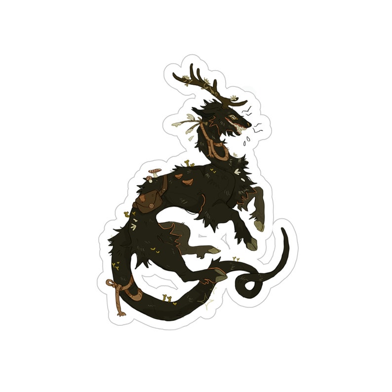 Mythical Forest Dragon Sticker, Inspired by Sovka, Flowers, Mushrooms ...