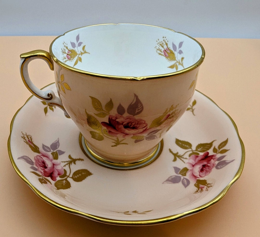 Vintage Hammersley and Co. Bone China Cup and Saucer. Floral Pattern on ...