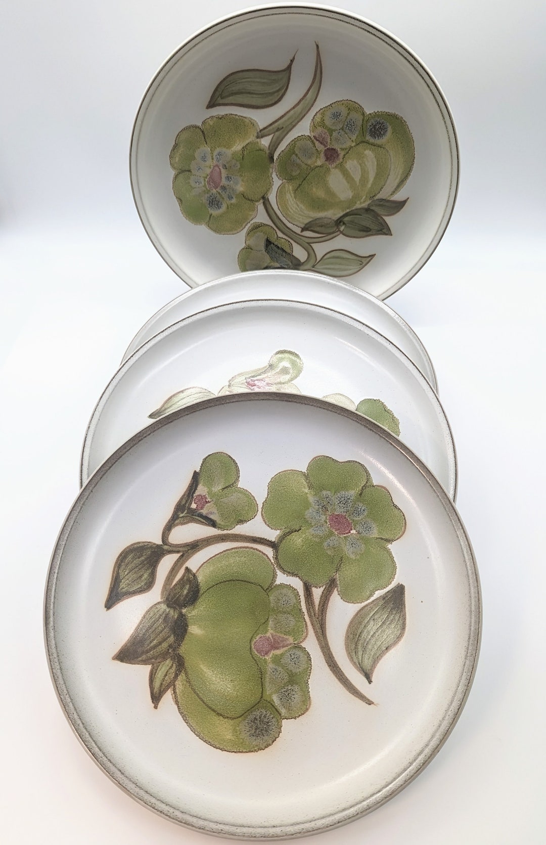 Denby-langley Troubadour Coupe Plates: Floral Design, Made in England ...