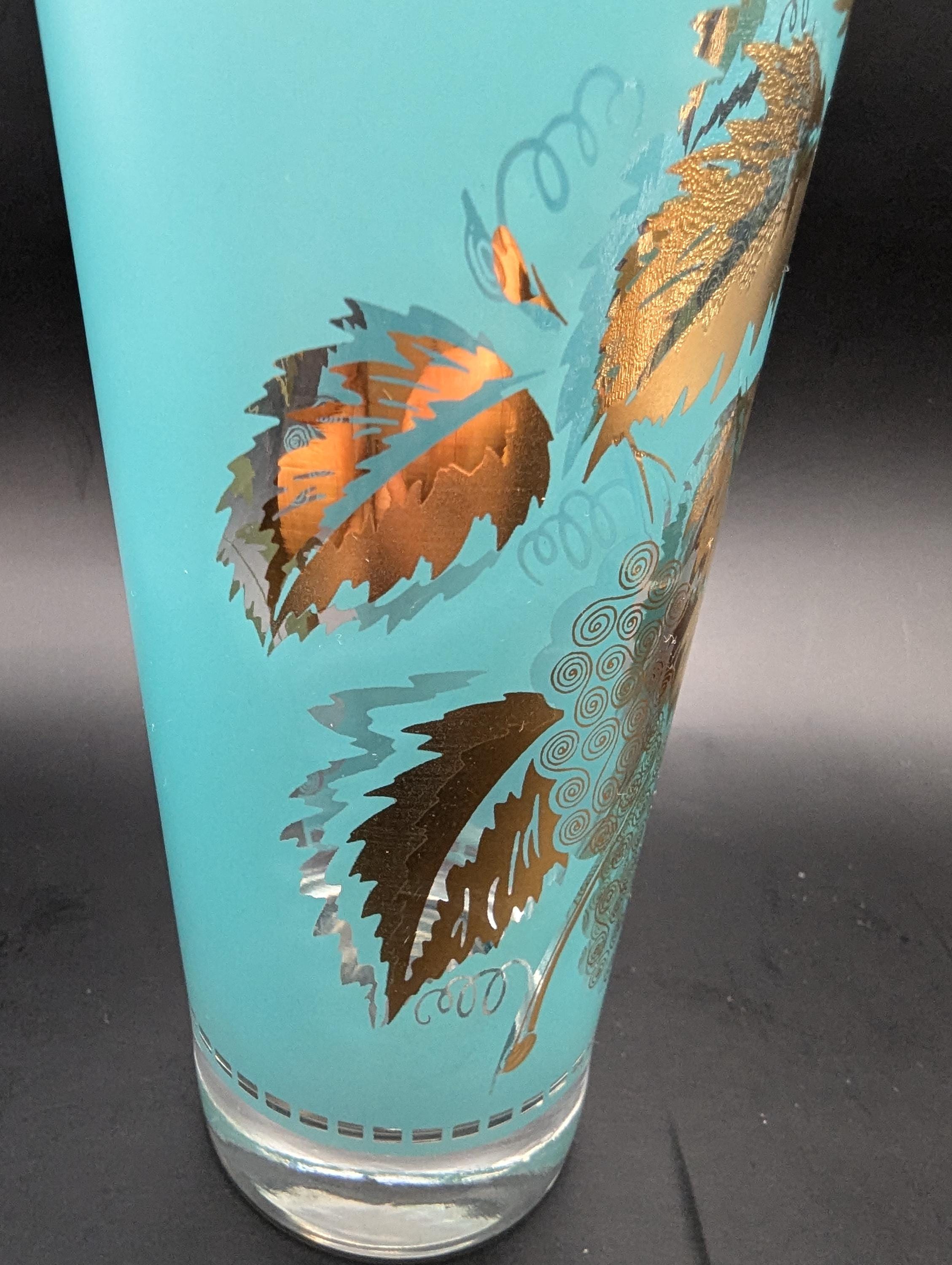 Four Golden Foliage Rare Colored Panel Cooling Glasses by Barttlett ...