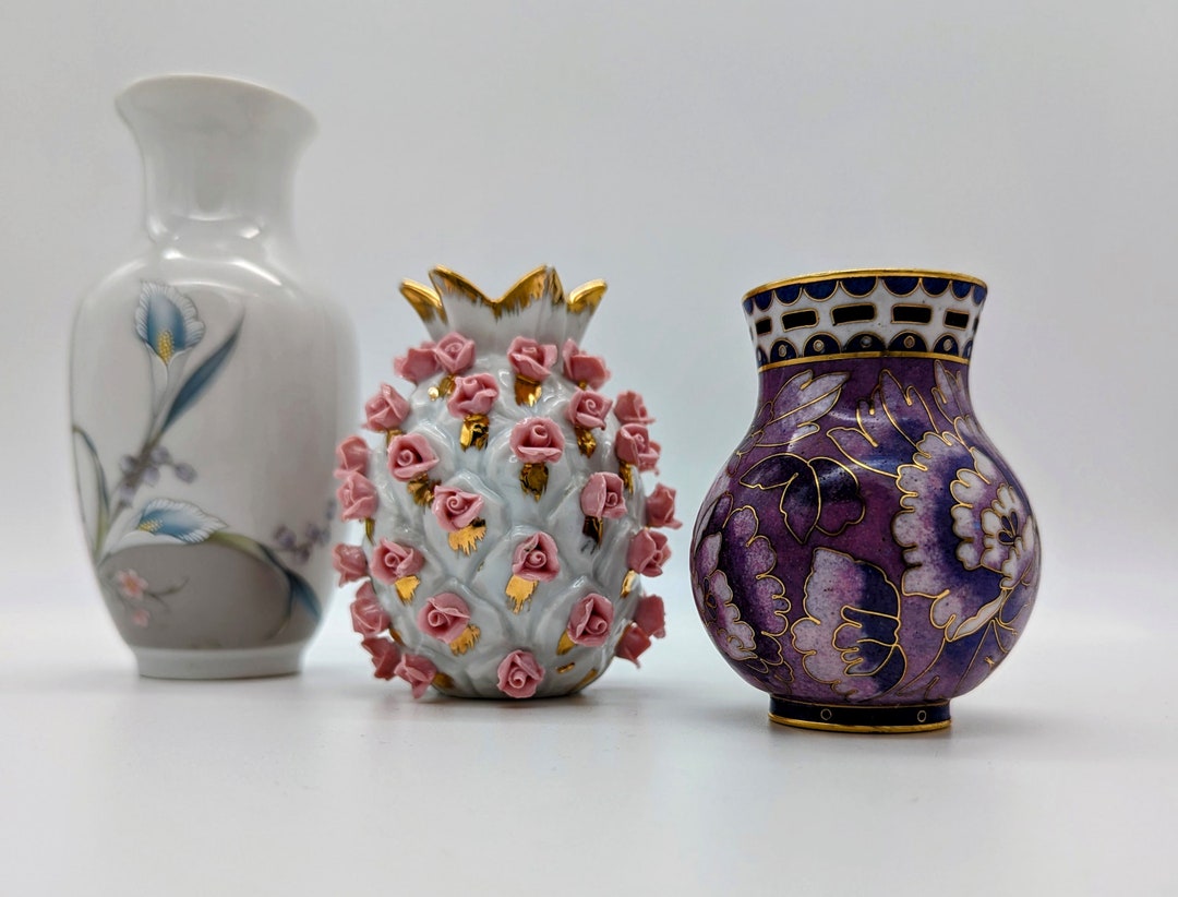 Three Small Decorative Vases. Buy One, or All Together. Purple and Gold ...