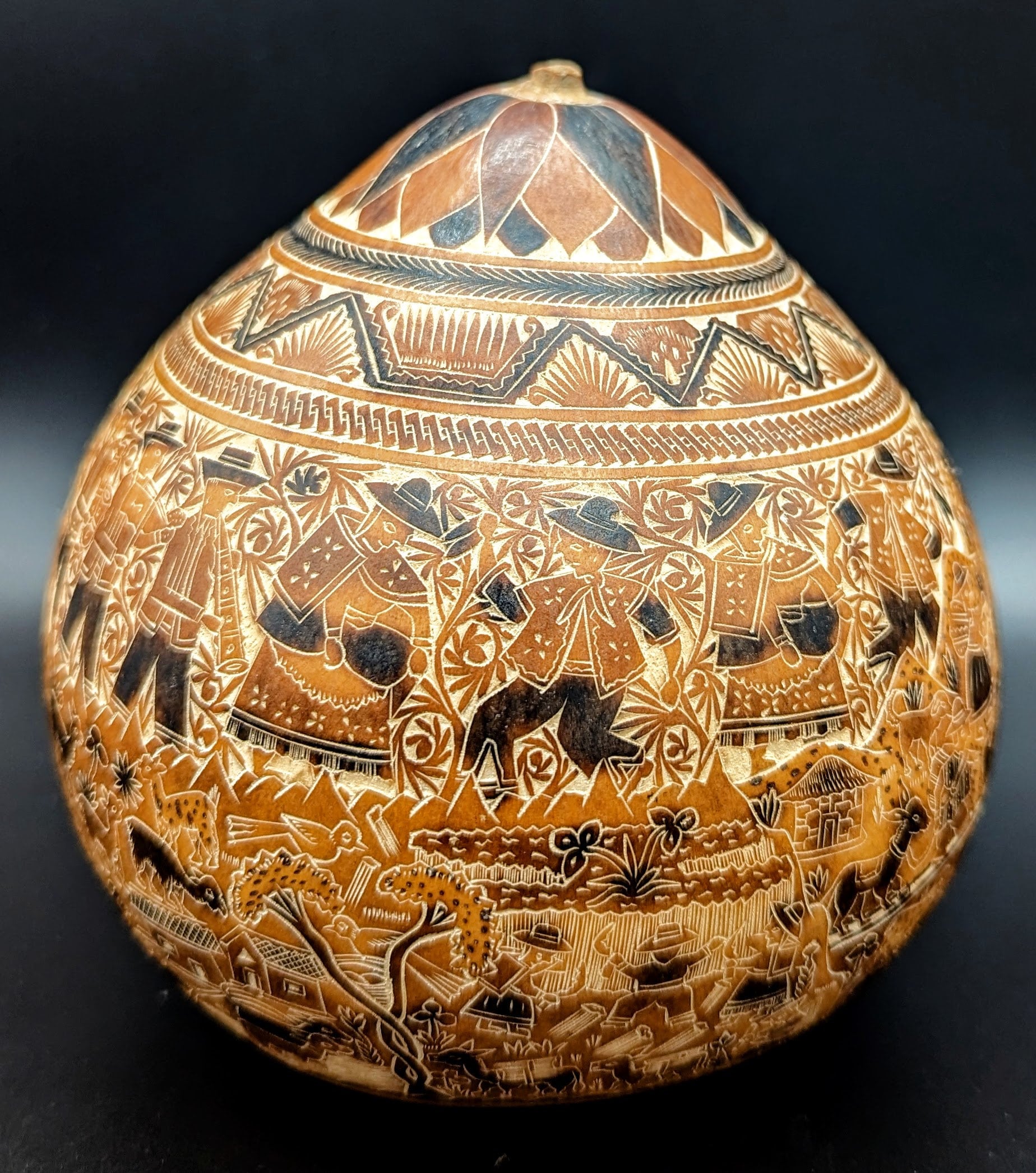 Carved Peruvian Gourd. Museum Quality Piece of Vintage Art. Seeds ...