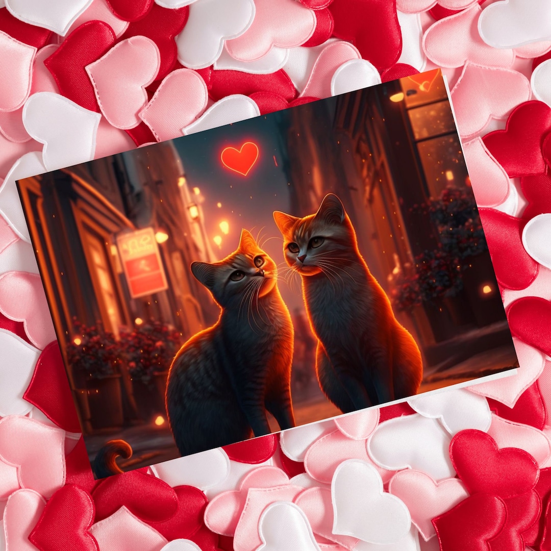 Printable Valentine's Gift,digital Kittens Valentine,cat Valentine's ...