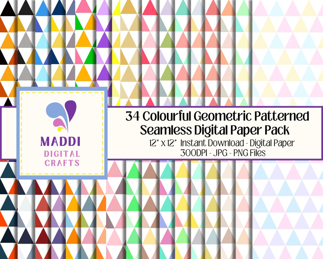 Geometric Colourful Printable Paper Patterns Seamless Digital 12 X 12 ...
