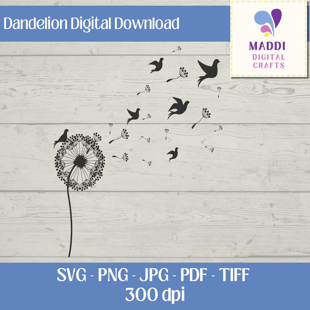 Dandelion and Doves Vector Illustration Digital Embellishment Clip Art ...