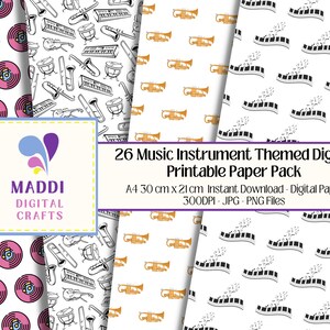 Musical Theme Digital A4 Downloadable Paper Music Patterns Printable ...