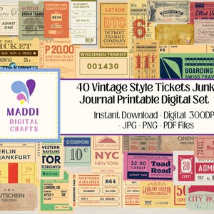 Vintage Labels Scrapbook Printable Tickets Papercraft Embellishments ...