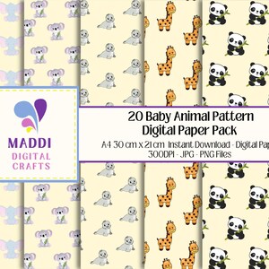 Baby Animals Patterned Digital A4 Downloadable Paper Animal Patterns ...