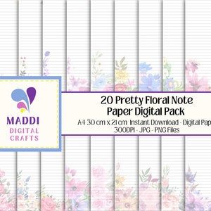 Printable Stationary Floral Note Paper Journal Pages Pretty A4 Flower ...