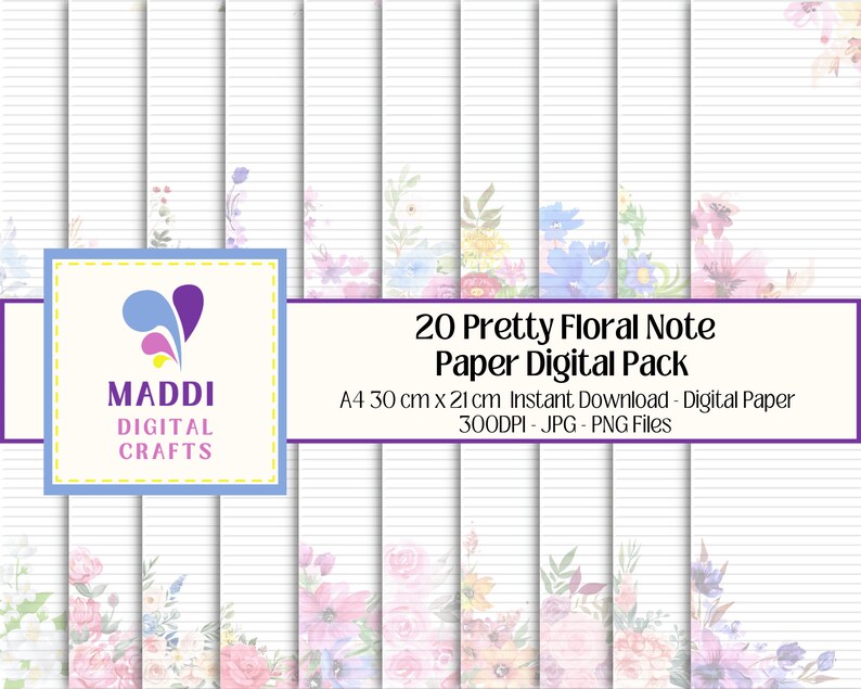 Printable Stationary Floral Note Paper Journal Pages Pretty A4 Flower ...