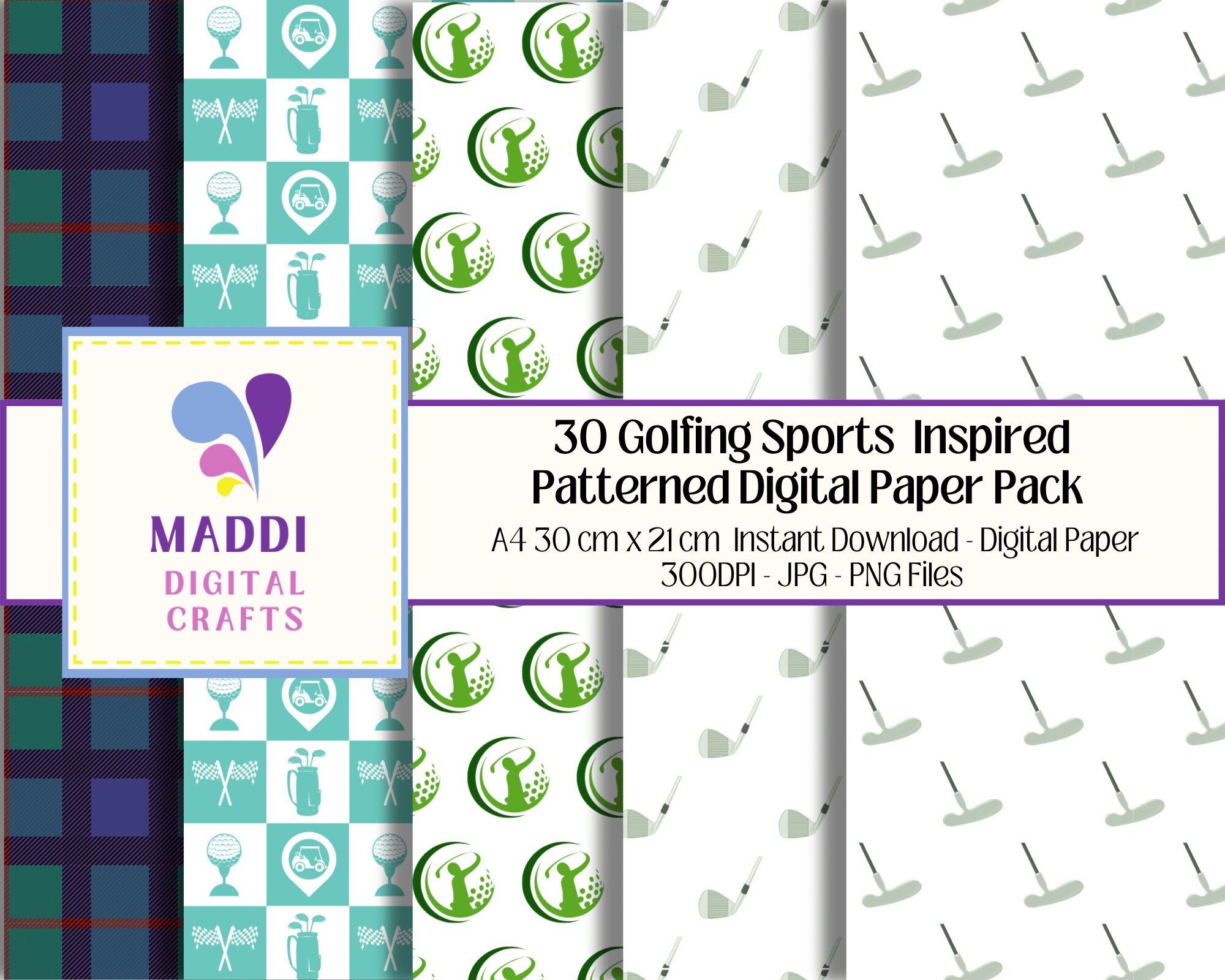 Golf Sports Themed Digital A4 Downloadable Paper Golfing Printable ...