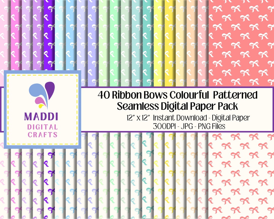 Bows Themed Digital 12 X 12 Downloadable Seamless Paper Ribbon Patterns ...