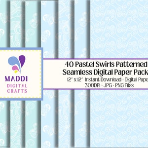 Swirl Floral Patterned Printable Paper Pastel Digital Downloadable ...