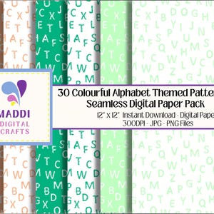 Colourful Alphabet Patterned Printable Paper Digital Education ...