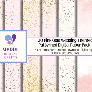 Pink Gold Wedding Themed Printable Paper Patterns Digital Instant ...