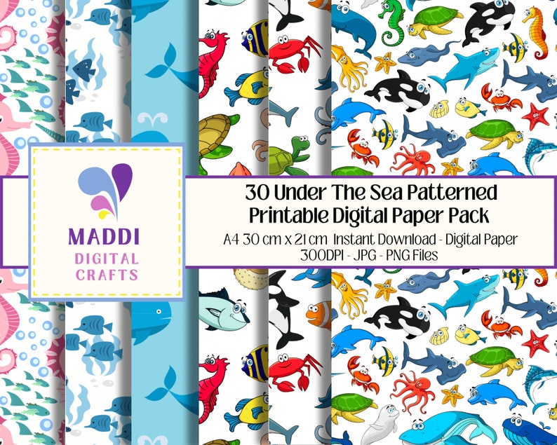 Sealife Themed Printable Paper Under the Sea Digital A4 Downloadable ...