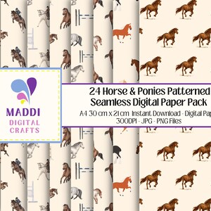 Horse and Ponies Themed Digital A4 Downloadable Background 24 ...