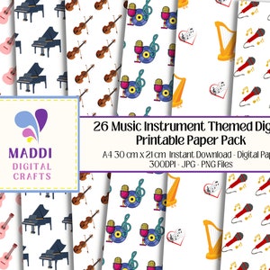 Musical Theme Digital A4 Downloadable Paper Music Patterns Printable ...