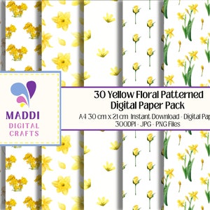 Yellow Flowers Themed Printable Paper Digital A4 Floral Downloadable ...