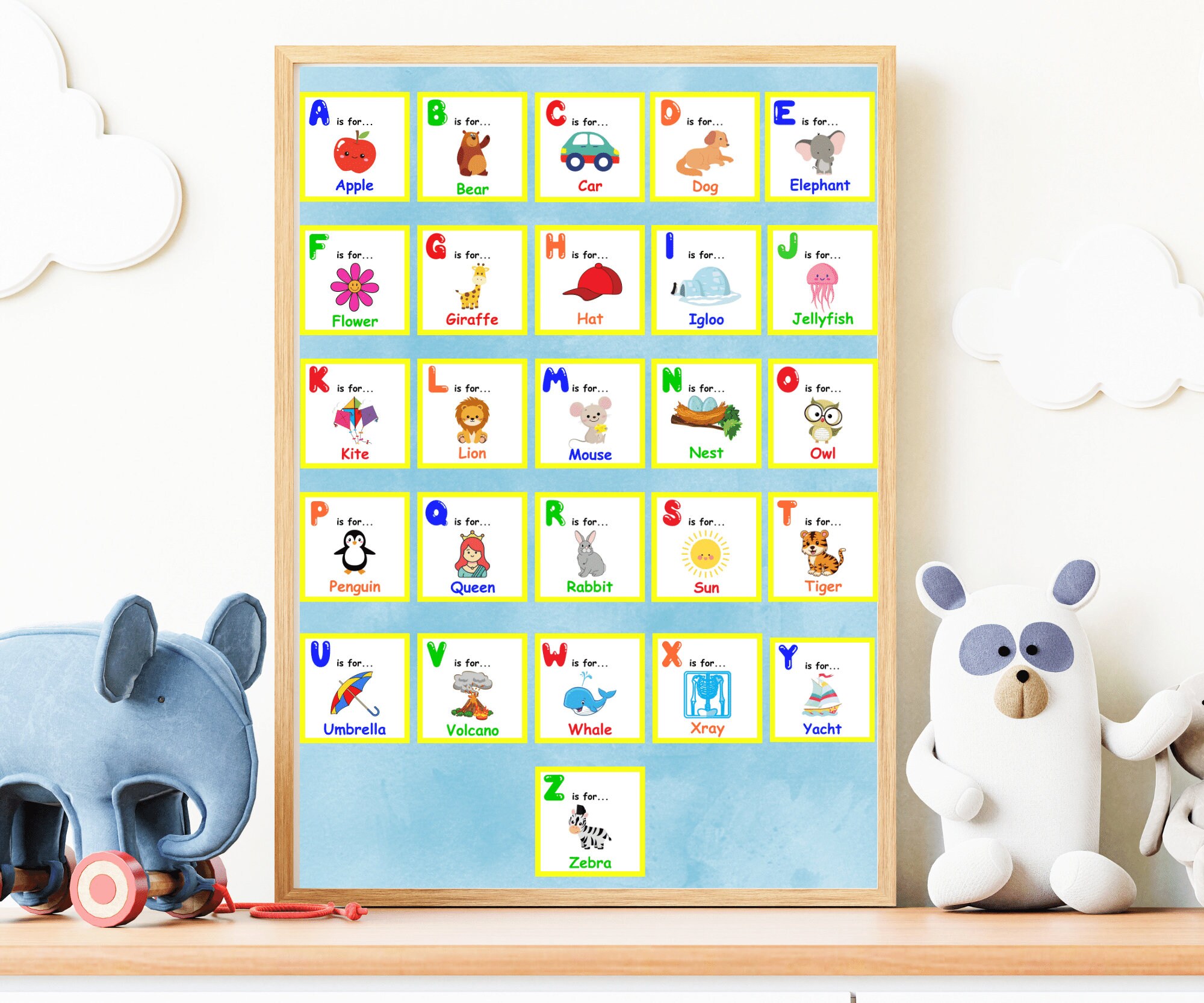 Alphabet Posters Digital Downloadable Learning Flash Cards Printable ...