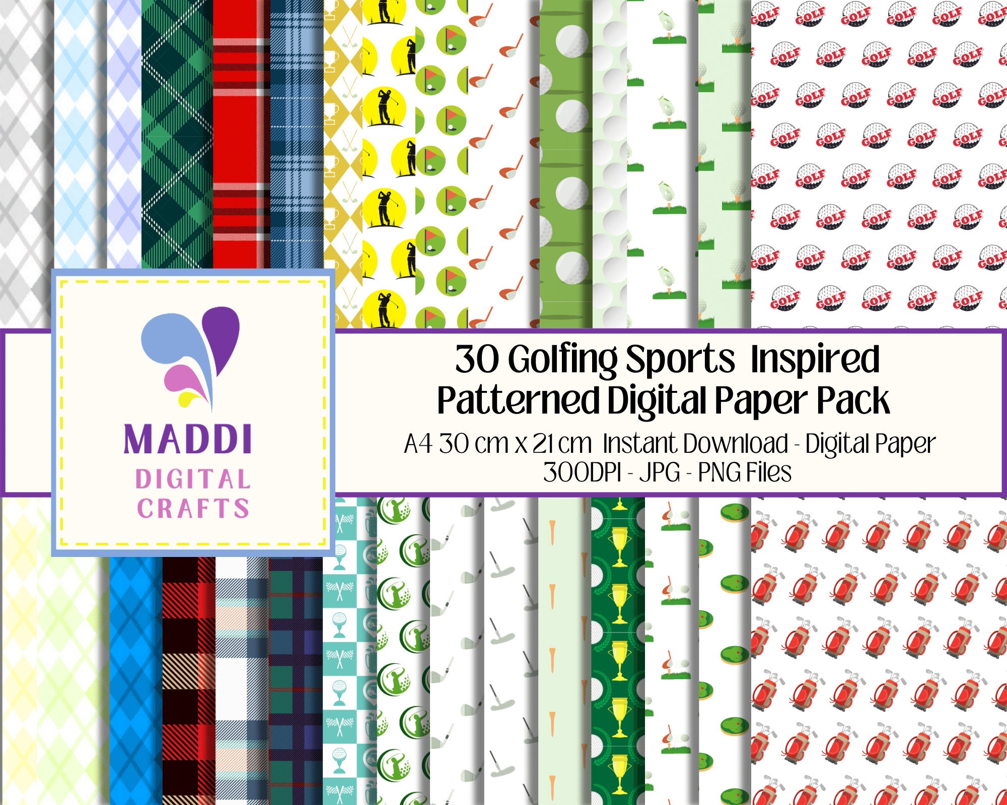Golf Sports Themed Digital A4 Downloadable Paper Golfing - Etsy