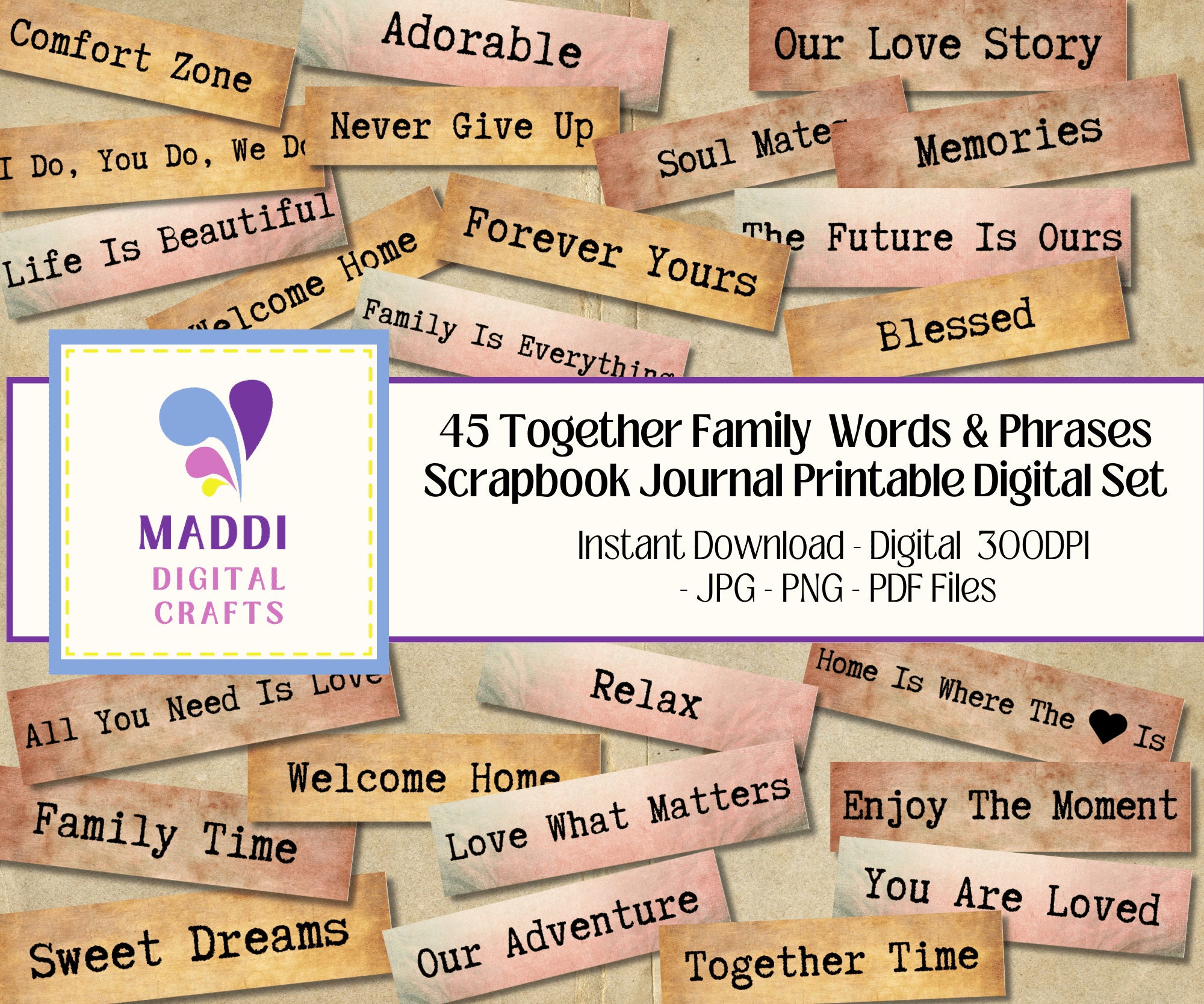 Vintage Words and Phrases Printable Junk Journal Sentiments ...