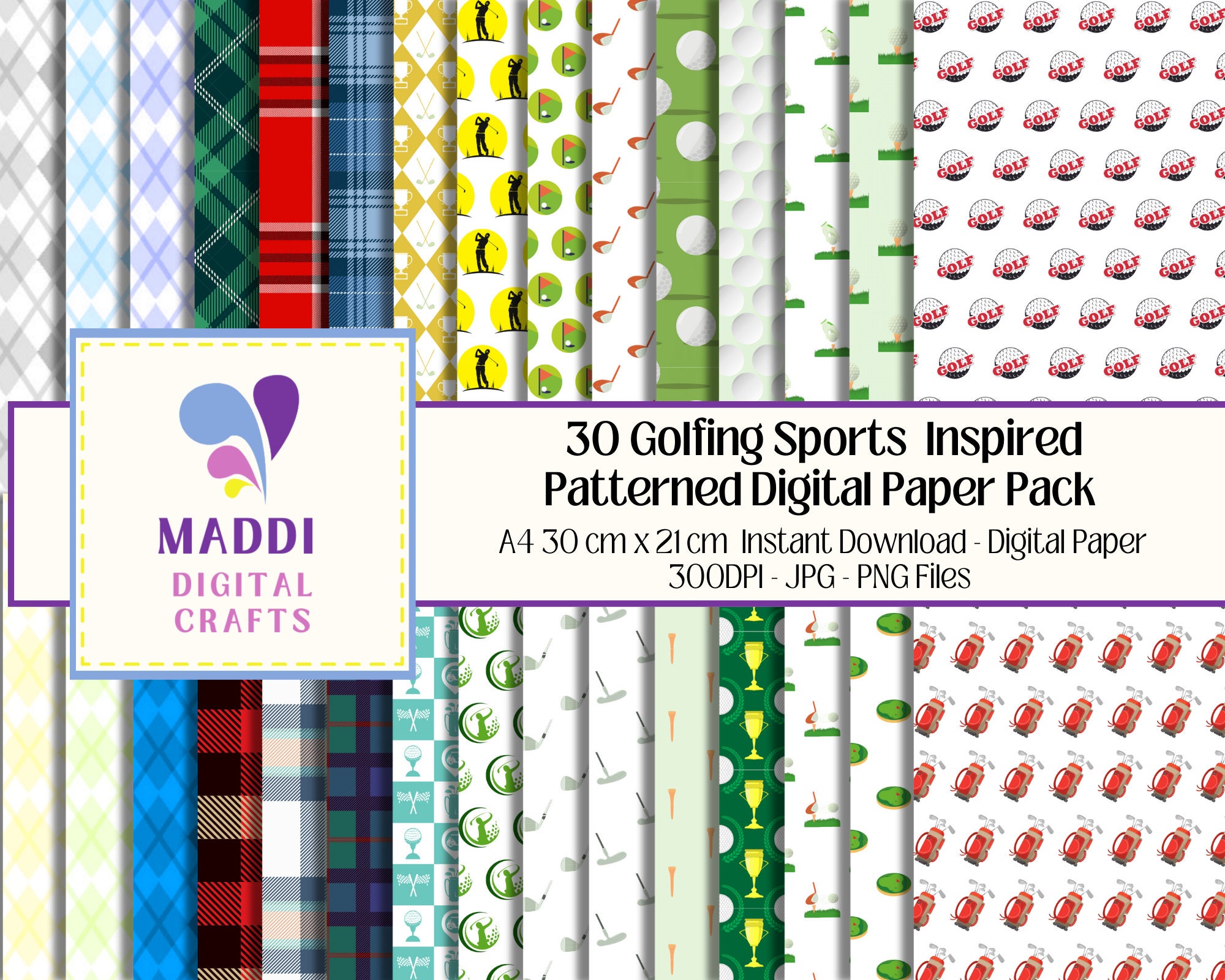 Golf Sports Themed Digital A4 Downloadable Paper Golfing Printable ...