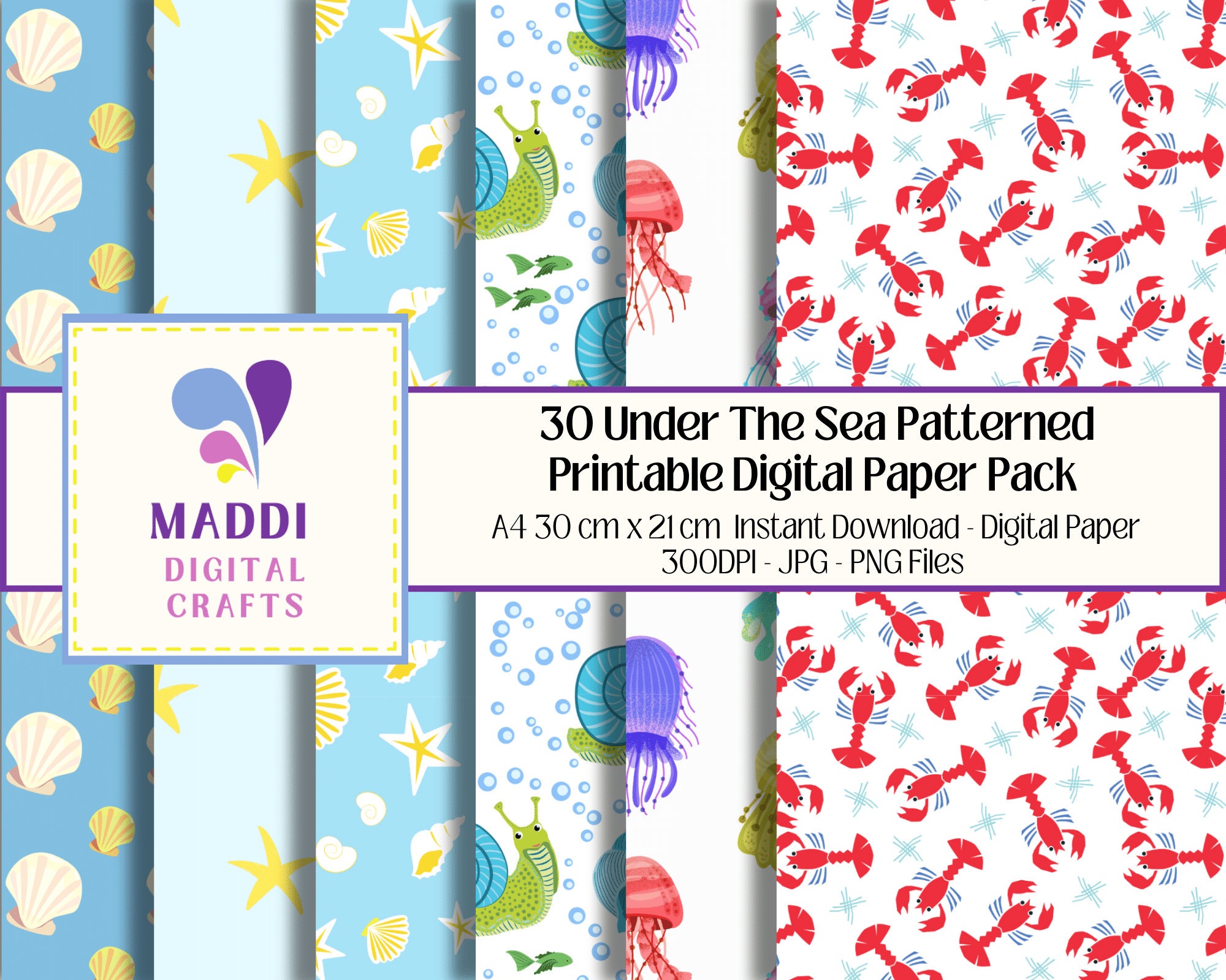 Sealife Themed Printable Paper Under the Sea Digital A4 Downloadable ...