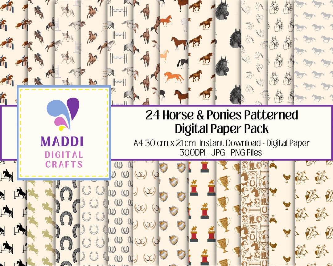 Horse and Ponies Themed Digital A4 Downloadable Background 24 ...