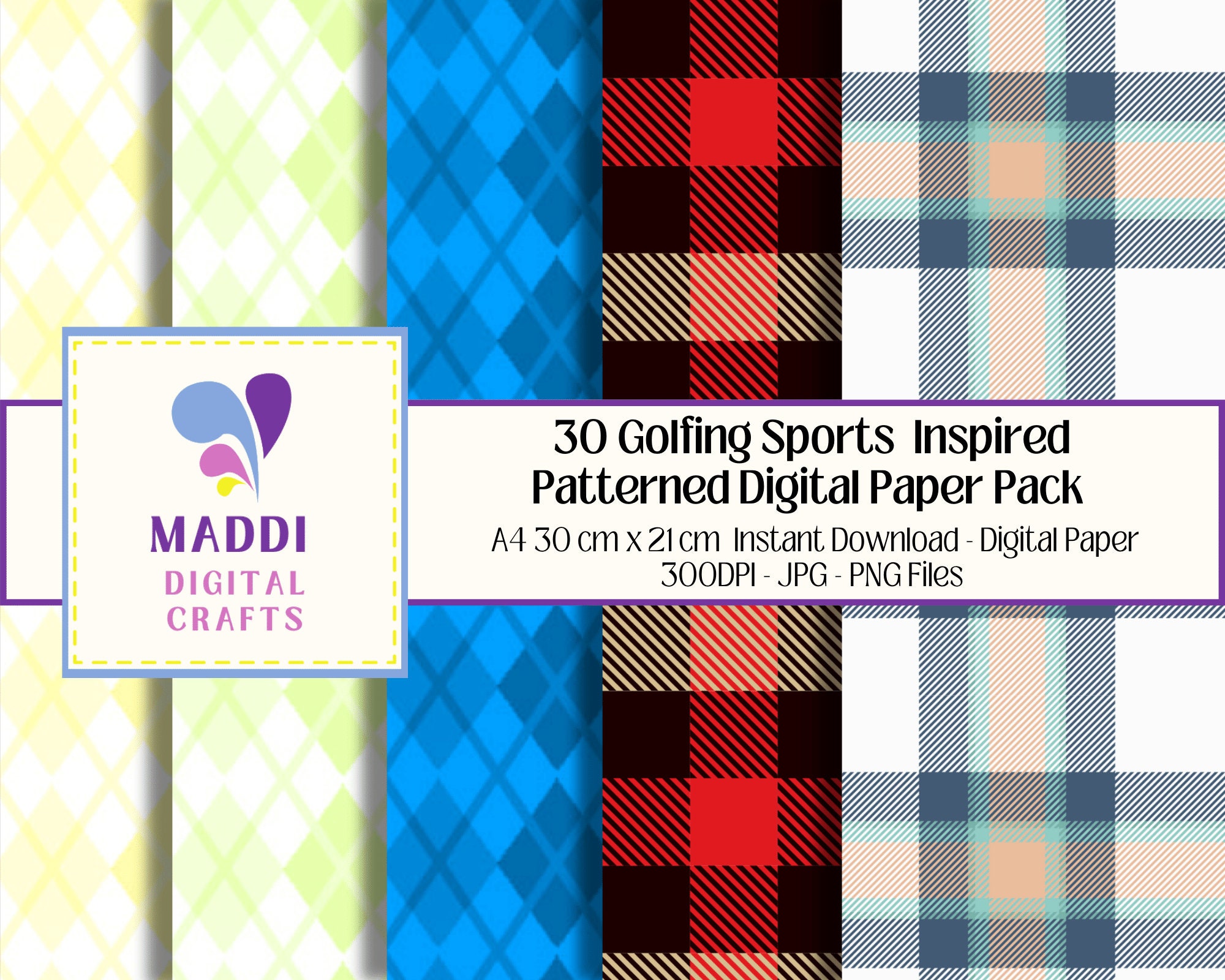 Golf Sports Themed Digital A4 Downloadable Paper Golfing Printable ...