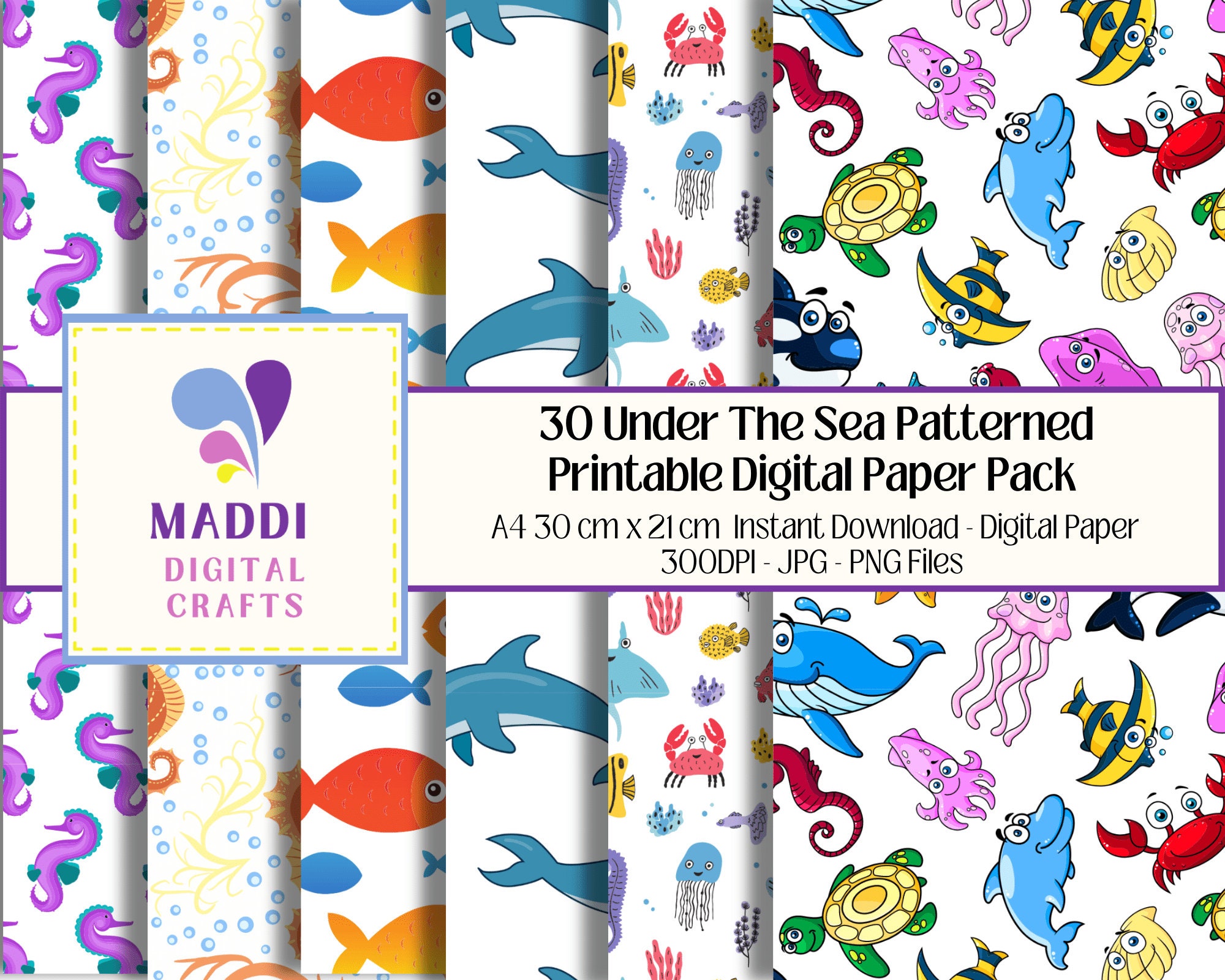 Sealife Themed Printable Paper Under the Sea Digital A4 Downloadable ...