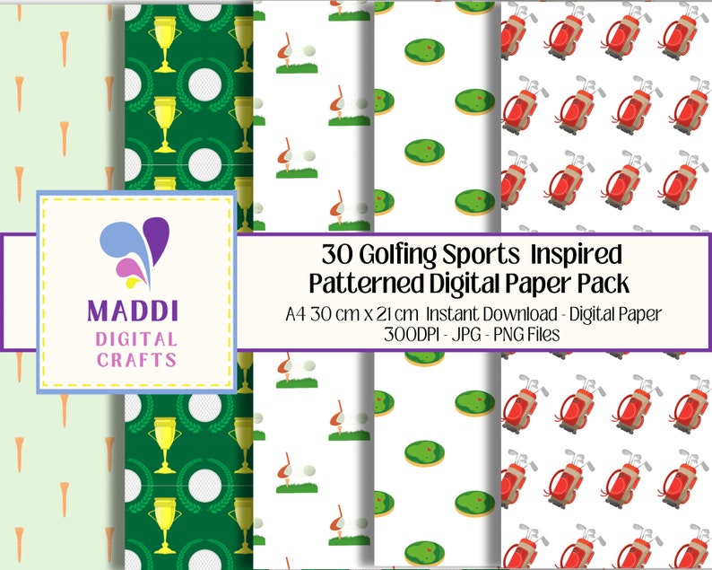Golf Sports Themed Digital A4 Downloadable Paper Golfing Printable ...