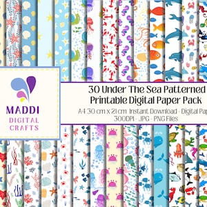 Sealife Themed Printable Paper Under the Sea Digital A4 Downloadable ...