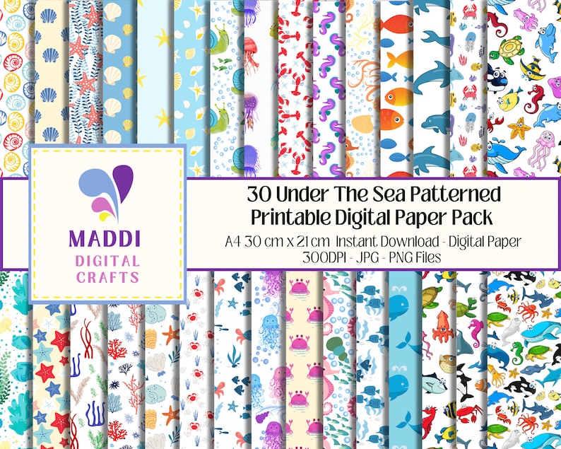 Sealife Themed Printable Paper Under the Sea Digital A4 Downloadable ...