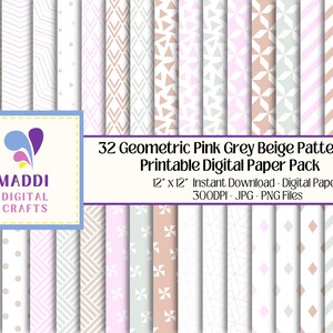 Geometric Patterned Printable Paper Digital Symmetrical Scrapbooking ...