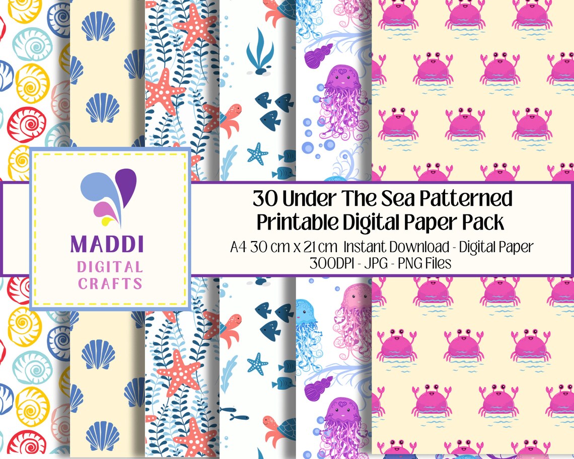 Sealife Themed Printable Paper Under the Sea Digital Downloadable ...