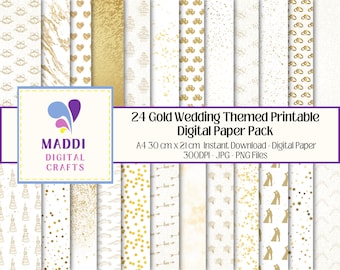 Pink Gold Wedding Themed Printable Paper Patterns Digital A4 Instant ...