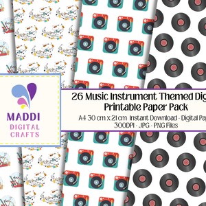 Musical Theme Digital A4 Downloadable Paper Music Patterns Printable ...
