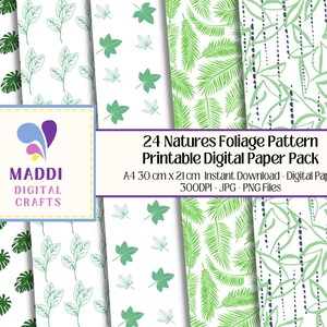 Natures Foliage Digital A4 Downloadable Paper Leaves Card Making ...