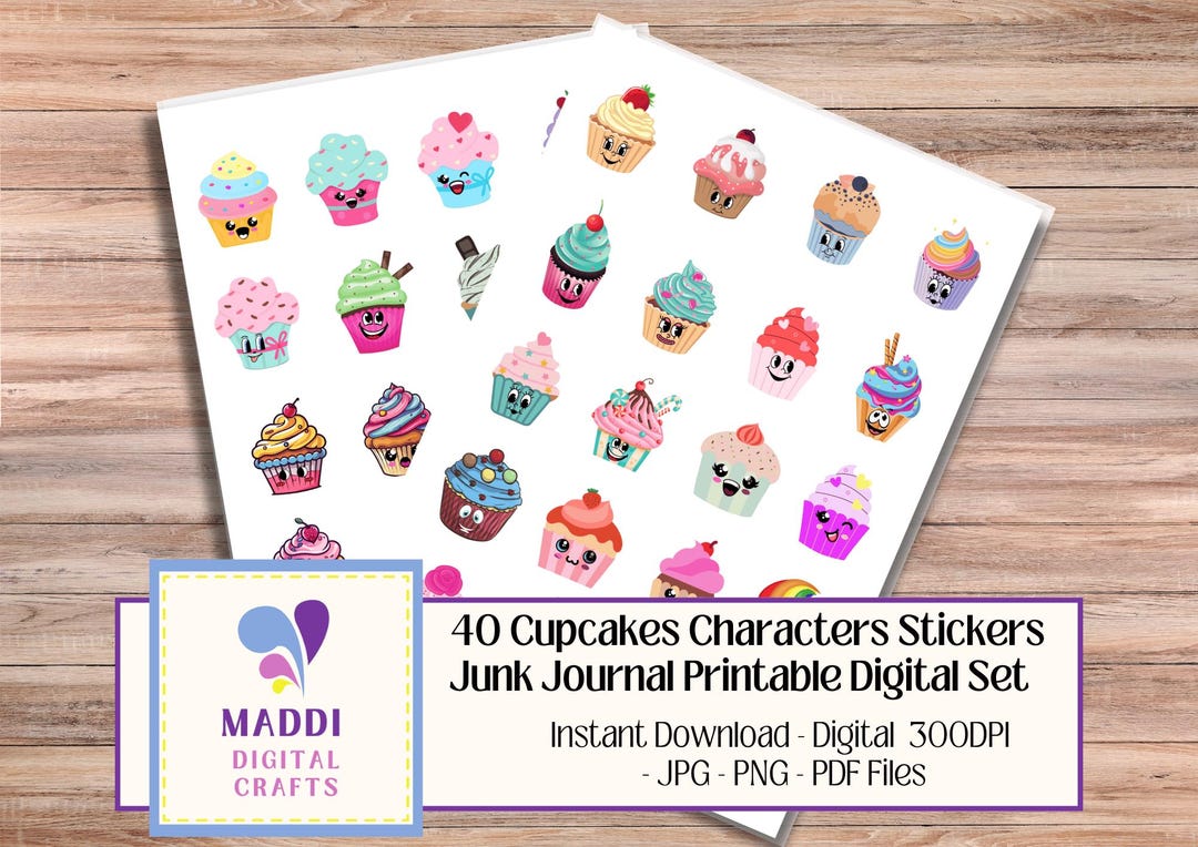 Cupcakes Embellishments Colourful Printable Stickers Journal ...