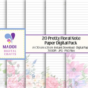 Printable Stationary Floral Note Paper Journal Pages Pretty A4 Flower ...